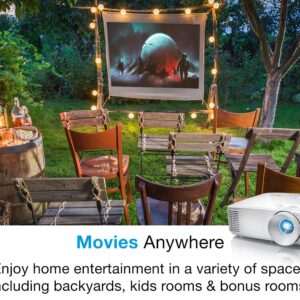 Optoma SH360 Affordable Home Projector | Indoor or Outdoor Movies, Up to 300" | 480p Ready | Bright 3600 Lumens | Compatible with Fire Stick, Roku & More | Integrated Speaker | Up to 15,000hr Lamp