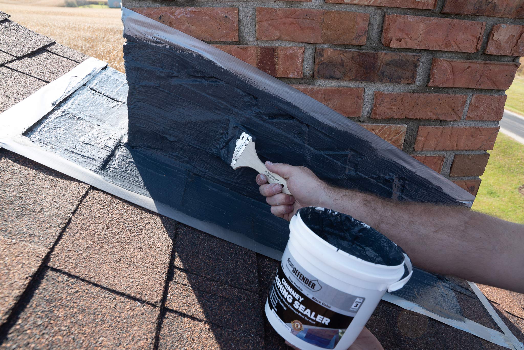 MasonryDefender Chimney Flashing Sealer - Flexible Coating That Protects Chimney Flashings from Water Leaks