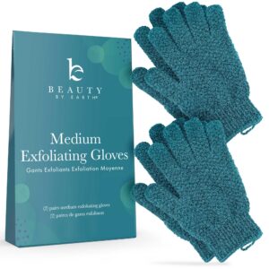 exfoliating glove (4 pcs, 2 pairs) - medium exfoliate glove for dead skin bath exfoliating gloves for shower spa massage body scrub - shower gloves exfoliating for women & men