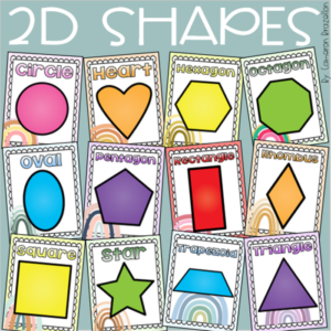 2d shape posters boho rainbow theme