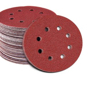 Fandeli | Circular Sanding Discs | Assorted Grits (80,120,220) | 50 Sheets of 5'' | 8 Holes | Hook and Loop | for Circular Sander | for Orbital Sander