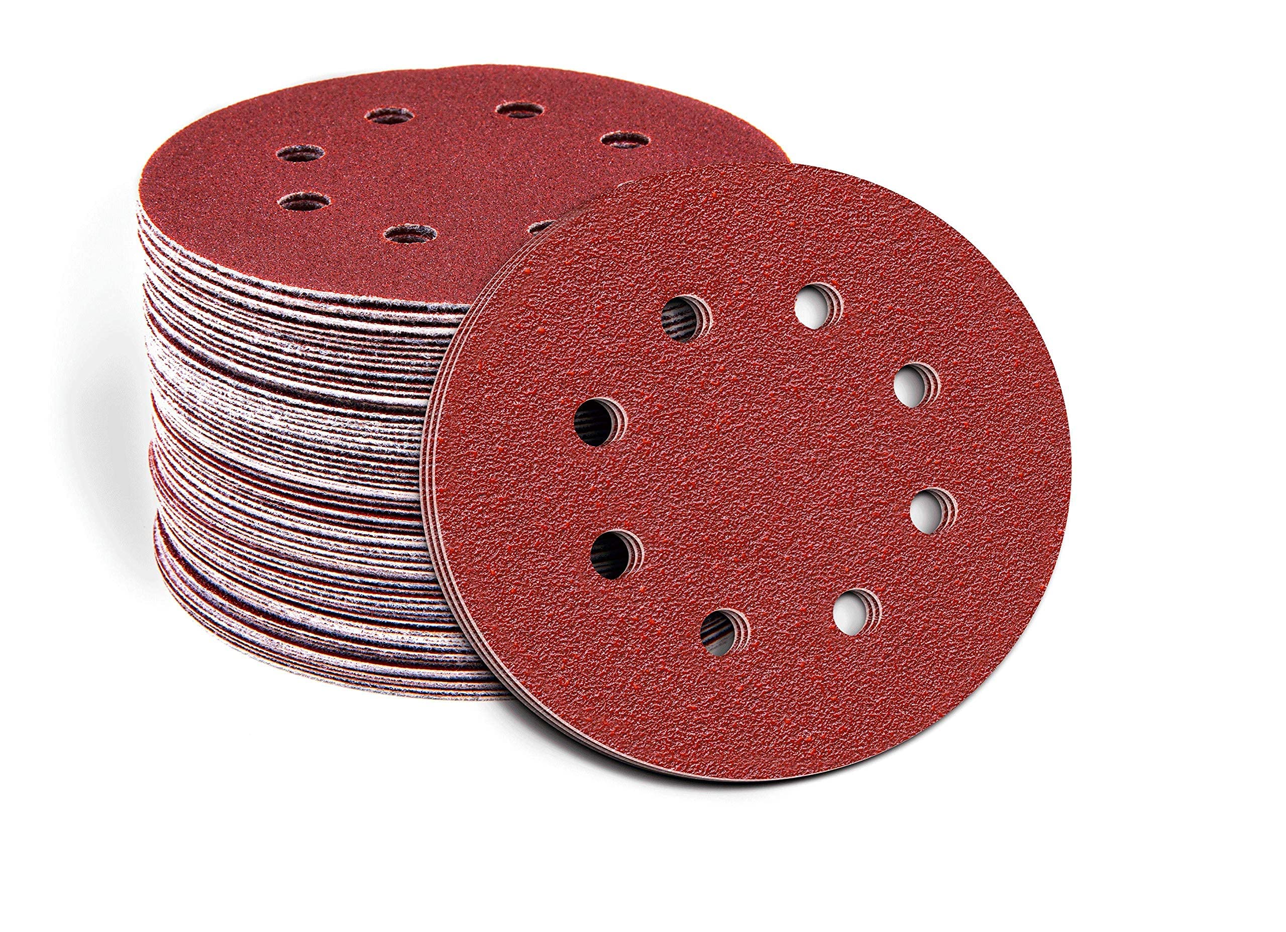 Fandeli | Circular Sanding Discs | Assorted Grits (80,120,220) | 50 Sheets of 5'' | 8 Holes | Hook and Loop | for Circular Sander | for Orbital Sander