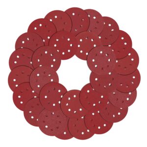 Fandeli | Circular Sanding Discs | Assorted Grits (80,120,220) | 50 Sheets of 5'' | 8 Holes | Hook and Loop | for Circular Sander | for Orbital Sander