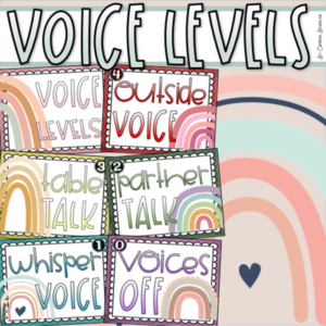 voice level chart posters boho rainbow theme