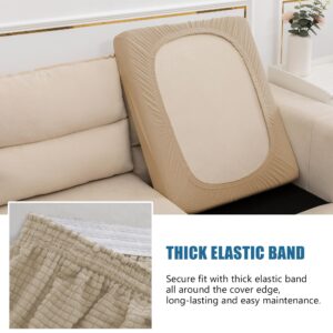 NC HOME Highly Elastic Sofa Cushion Covers, Water Repellent Sofa Seat Covers Stretch Furniture Protector for Pets with Elastic Bottom, Non Slip, Washable (Loveseat Cushion, Sand)