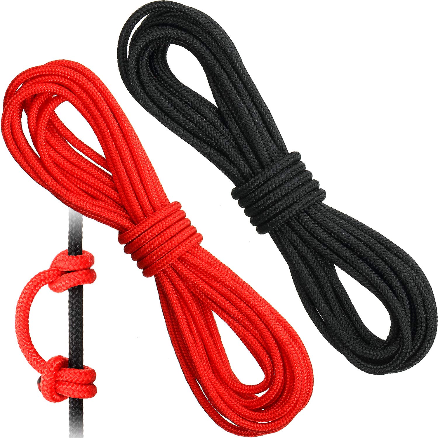 2 Pieces Archery D Loop Rope 10 Feet Archery Bowstring Serving Thread D Loop Rope Release Material Nocking D Loop Rope String (Black and Red)