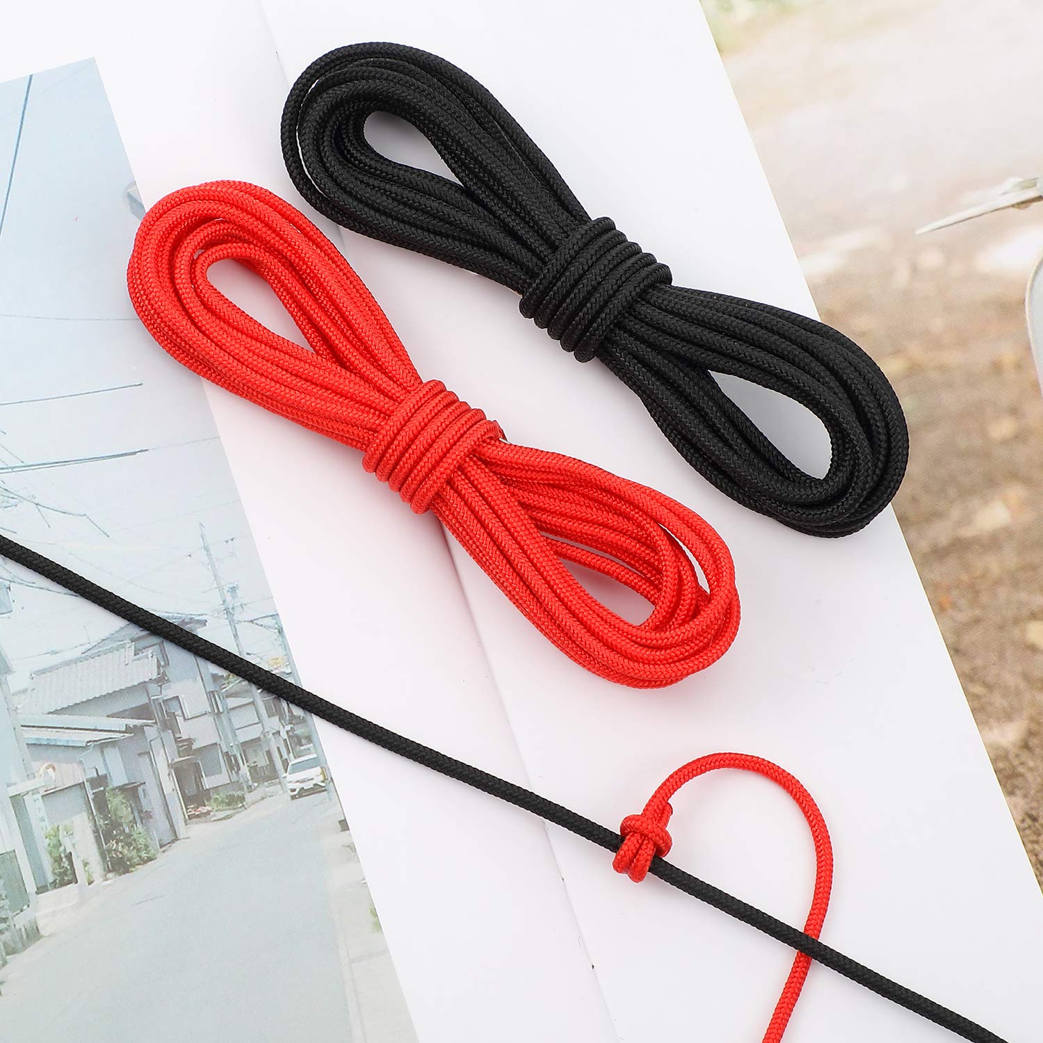 2 Pieces Archery D Loop Rope 10 Feet Archery Bowstring Serving Thread D Loop Rope Release Material Nocking D Loop Rope String (Black and Red)