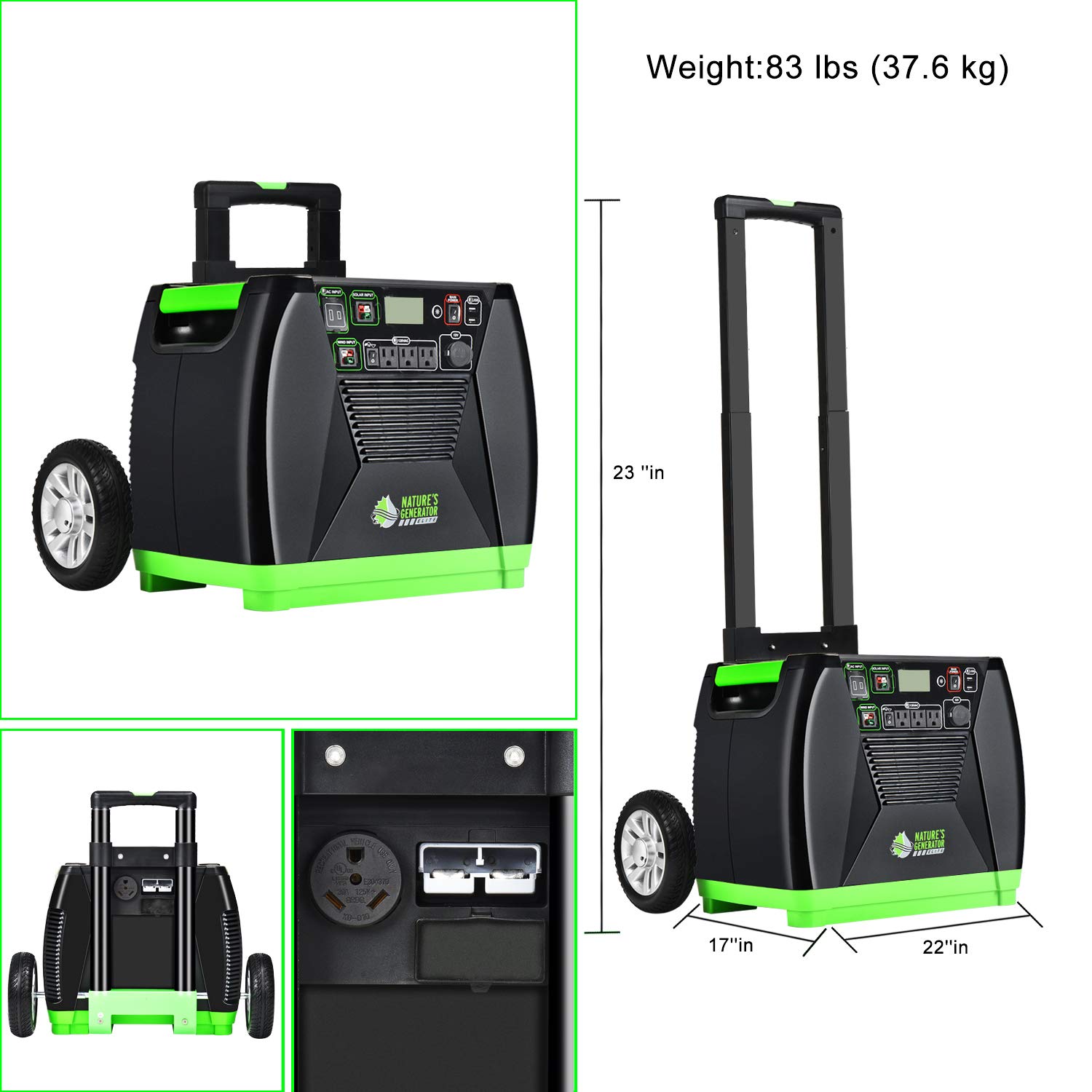 Nature's Generator Elite - Gold System:3600W Solar & Wind Powered Pure Sine Wave Off-Grid Nature's Generator Elite+2pcs 100W Solar Panel