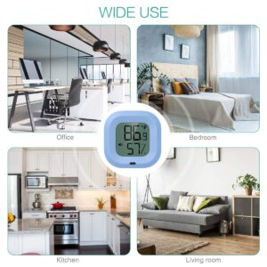 ORIA Wireless Thermometer Hygrometer, Mini Wireless Indoor Temperature Humidity Sensor, Temp Humidity Gauge Meter with APP Alert Free Data Export for Home, Blue