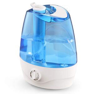 cool mist humidifier, 3.2l ultrasonic humidifiers for bedroom kids, air humidifier for home, whisper quiet vaporizer for babies with 360°nozzle,waterless auto shut off,30h work time, filterless, blue