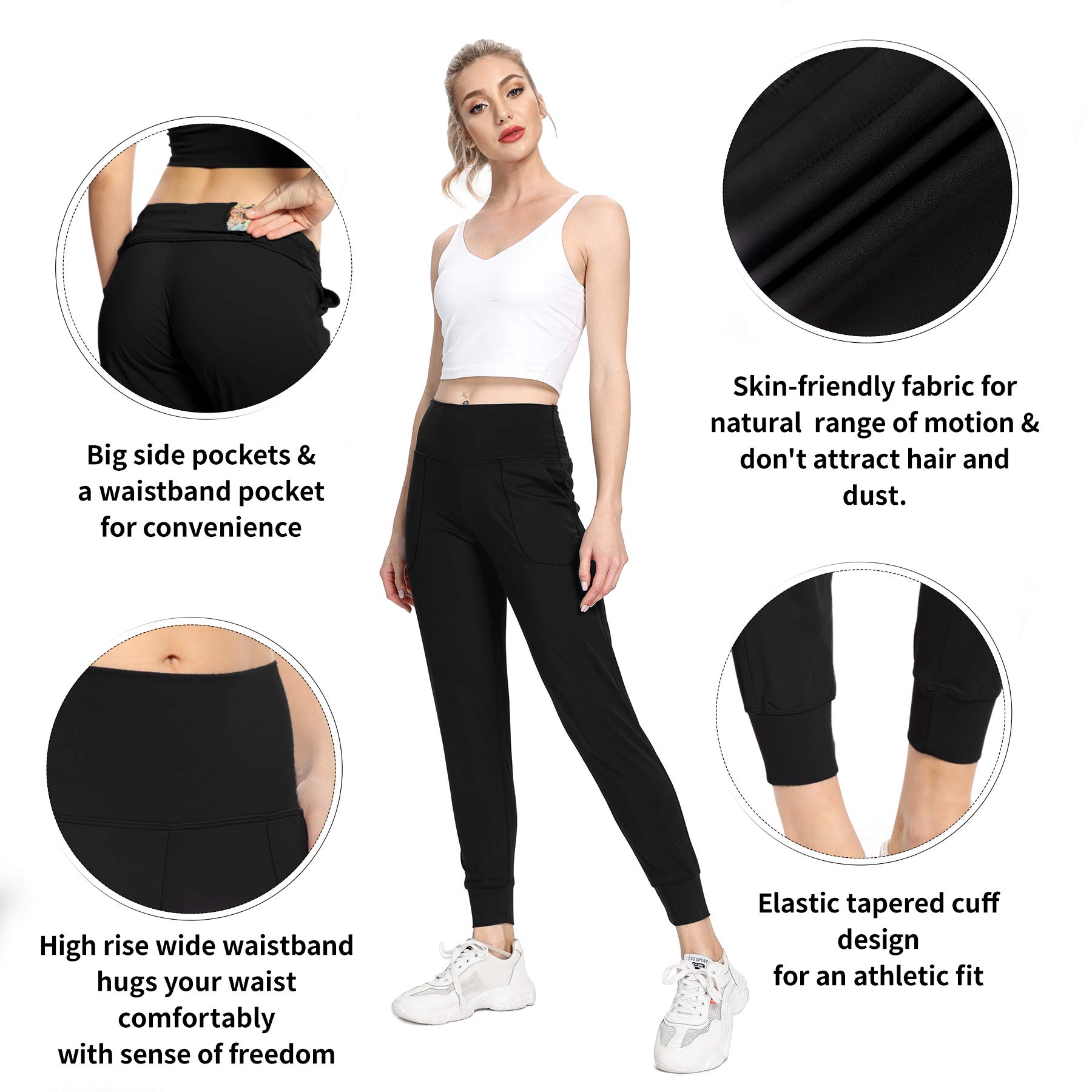 Mesily Women's Joggers High Waist Yoga Pockets Sweatpants Sport Workout Pants