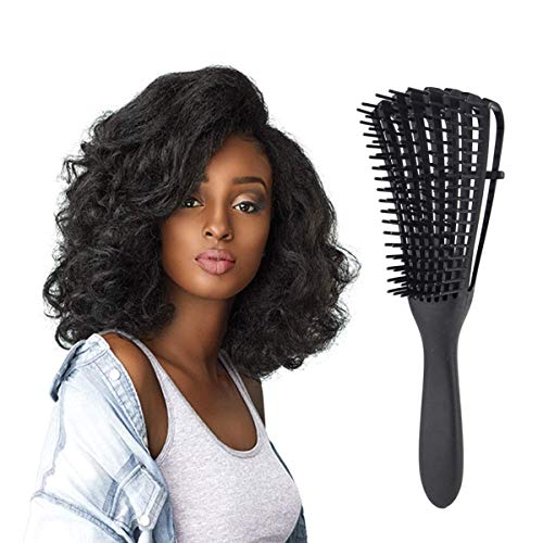 Detangling Brush for Afro America/African Hair Textured 3a to 4c Kinky Wavy/Curly/Coily/Wet/Dry/Oil/Thick/Long Hair, Knots Detangler Easy to Clean (Black)