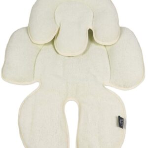 Long-Ci Baby Car Seat Pad Reversible with Head Neck Body Support for Stroller in Terry Towelling Beige