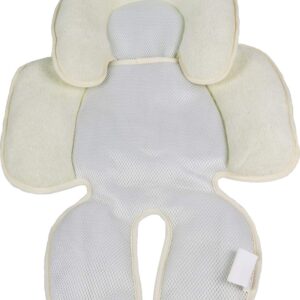 Long-Ci Baby Car Seat Pad Reversible with Head Neck Body Support for Stroller in Terry Towelling Beige