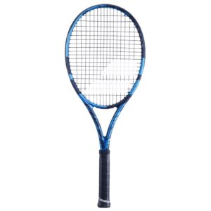 babolat pure drive tennis racquet - strung with 16g white babolat syn gut at mid-range tension (4 3/8" grip)