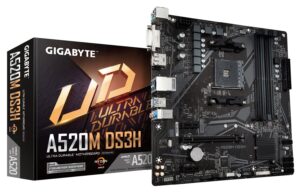 gigabyte a520m ds3h (amd ryzen am4/microatx/5+3 phases digital pwm/gaming gbe lan/nvme pcie 3.0 x4 m.2/3 display interfaces/q-flash plus/rgb fusion 2.0/motherboard)