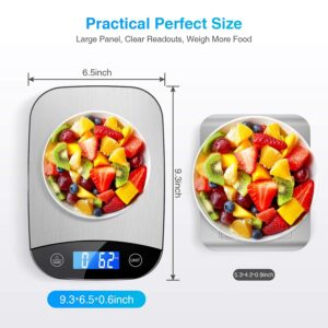 Nicewell Food Scale, 22lb Digital Kitchen Stainless Steel Scale Weight Grams and oz for Cooking Baking, 1g/0.1oz Precise Graduation,Tempered Glass