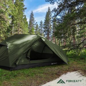 Forceatt Tent 2-3 Person Camping Tent, Waterproof and Windproof 3-4 Seasons Ultralight Backpack Tent, can be Installed Immediately, Suitable for Hiking, Camping, Outdoor (2-Person-Dark Green)