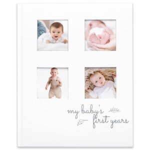 baby memory book first 5 years journal - modern baby milestone book hardcover 66 pages, baby’s first year book, baby book for boys,girls,baby photo albums,baby scrapbook album(alpine white)