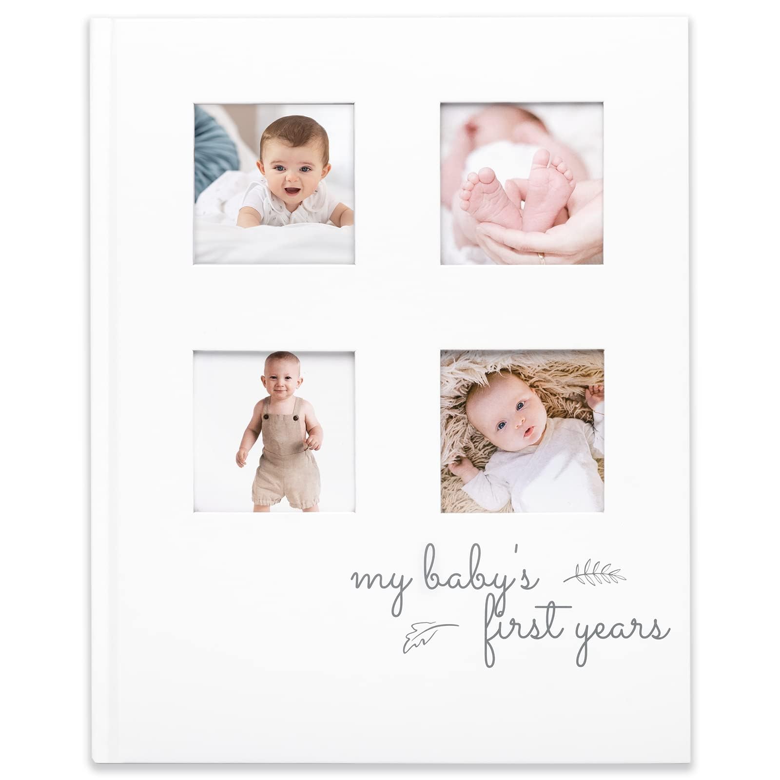 Baby Memory Book First 5 Years Journal - Modern Baby Milestone Book Hardcover 66 Pages, Baby’s First Year Book, Baby Book for Boys,Girls,Baby Photo Albums,Baby Scrapbook Album(Alpine White)