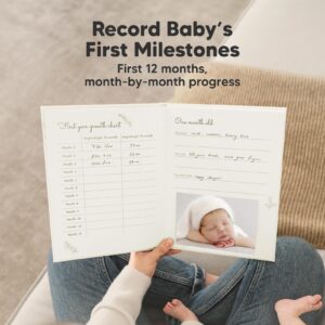 Baby Memory Book First 5 Years Journal - Modern Baby Milestone Book Hardcover 66 Pages, Baby’s First Year Book, Baby Book for Boys,Girls,Baby Photo Albums,Baby Scrapbook Album(Alpine White)