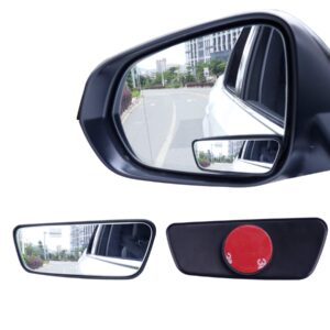 livtee framed rectangular blind spot mirror, hd glass and abs housing convex wide angle rearview mirror with adjustable stick for universal car (2 pcs)