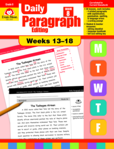 daily paragraph editing, grade 8, weeks 13-18