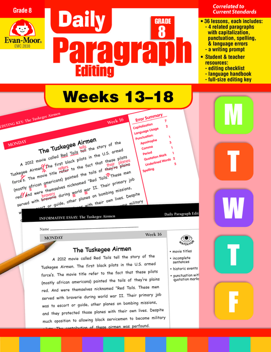 Daily Paragraph Editing, Grade 8, Weeks 13-18