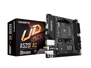 gigabyte a520i ac (amd ryzen am4/mini-itx/direct 6 phases digital pwm with 55a drmos/gaming gbe lan/intel wifi+bluetooth/nvme pcie 3.0 x4 m.2/3 display interfaces/q-flash plus/motherboard)