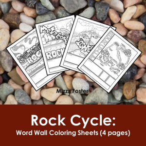 rock cycle word wall coloring sheets (4 pages)