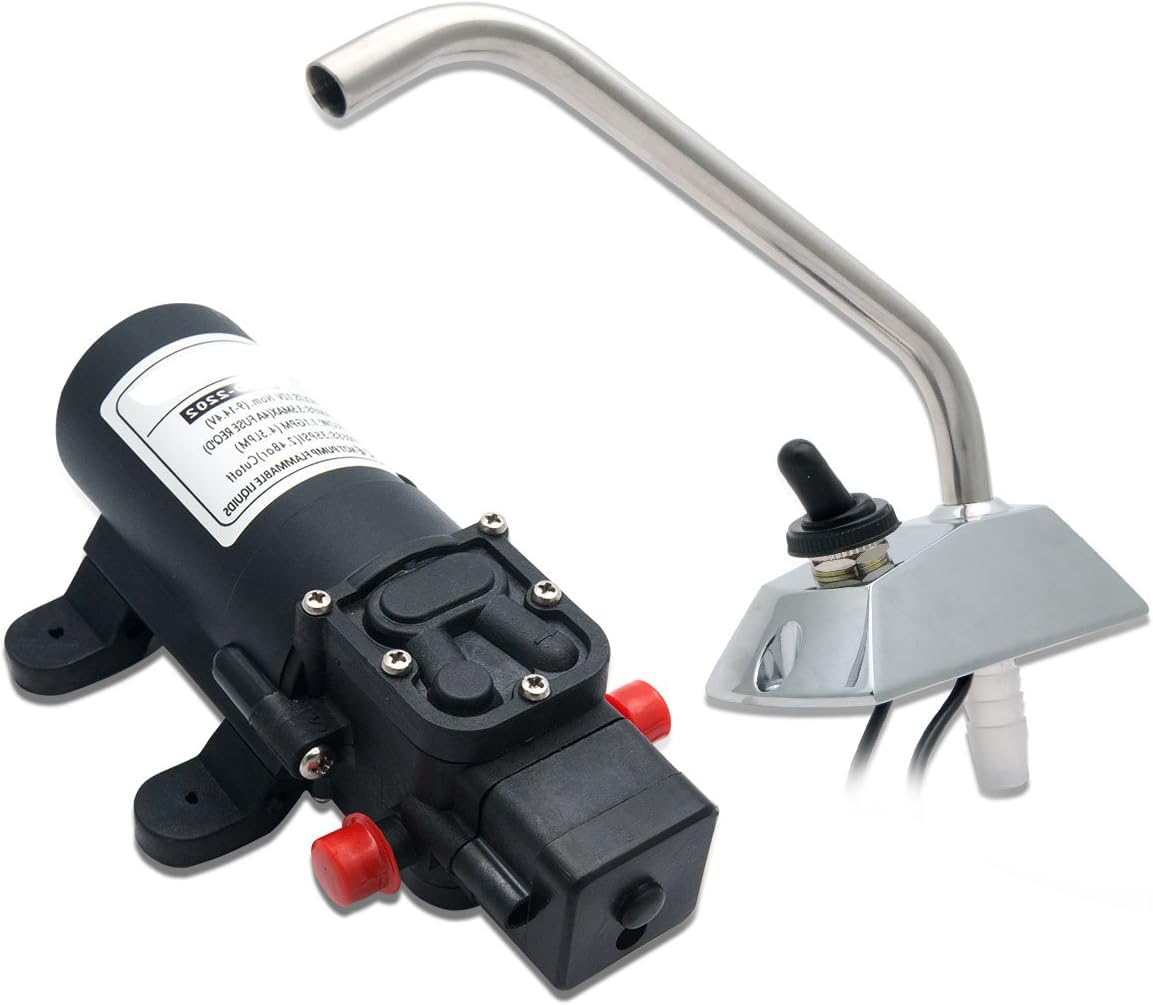 MACHSWON Water Pump 12V Self-Priming Galley High Pressure Electric Pumps Spin Faucet/Tap for RV Boat/Caravan Motorhome