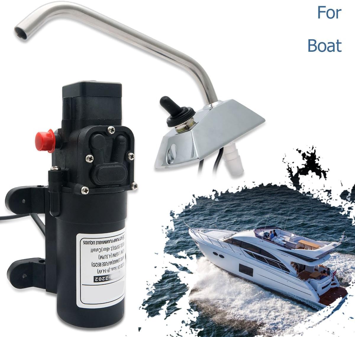 MACHSWON Water Pump 12V Self-Priming Galley High Pressure Electric Pumps Spin Faucet/Tap for RV Boat/Caravan Motorhome