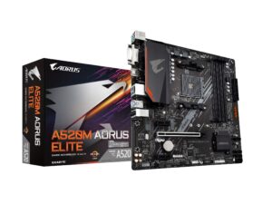 gigabyte a520m aorus elite (amd ryzen am4/microatx/5+3 phases digital pwm/gaming gbe lan/nvme pcie 3.0 x4 m.2/2 display interfaces/q-flash plus/rgb fusion 2.0/motherboard)