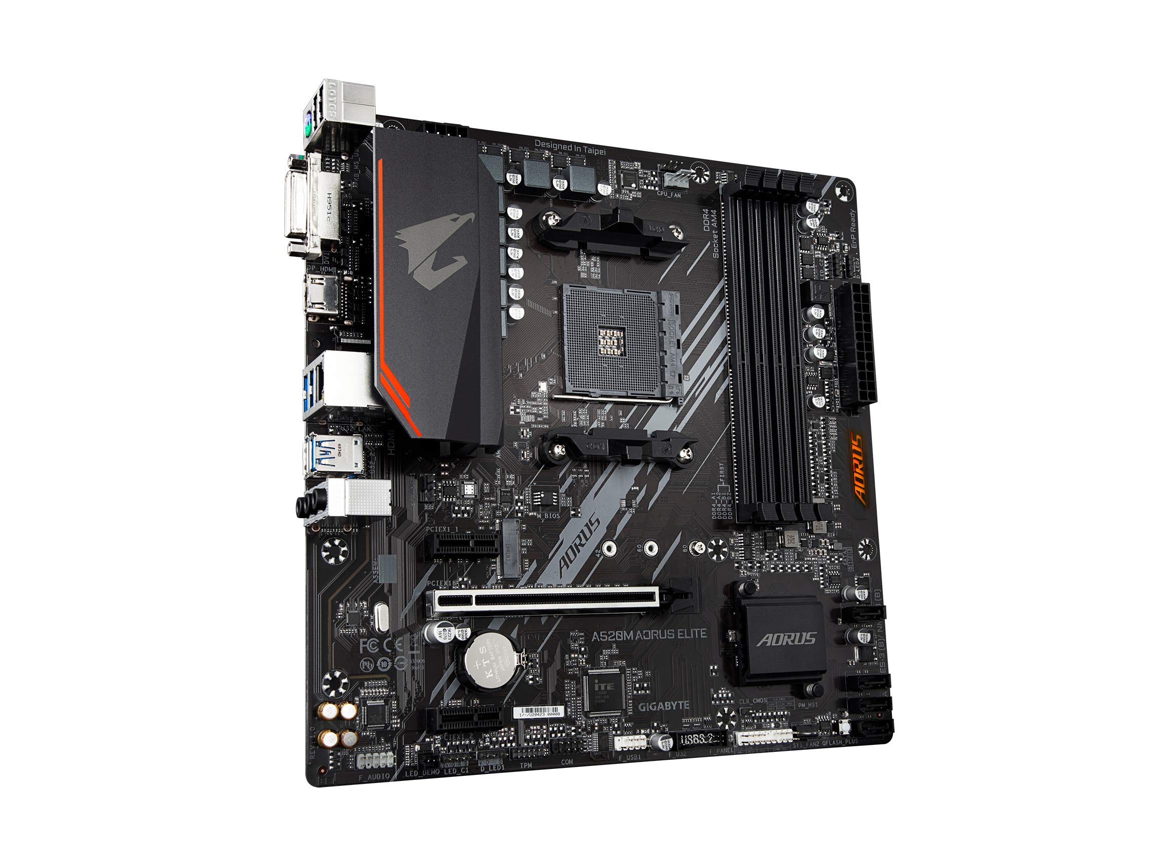 Gigabyte A520M AORUS Elite (AMD Ryzen AM4/MicroATX/5+3 Phases Digital PWM/Gaming GbE LAN/NVMe PCIe 3.0 x4 M.2/2 Display Interfaces/Q-Flash Plus/RGB Fusion 2.0/Motherboard)