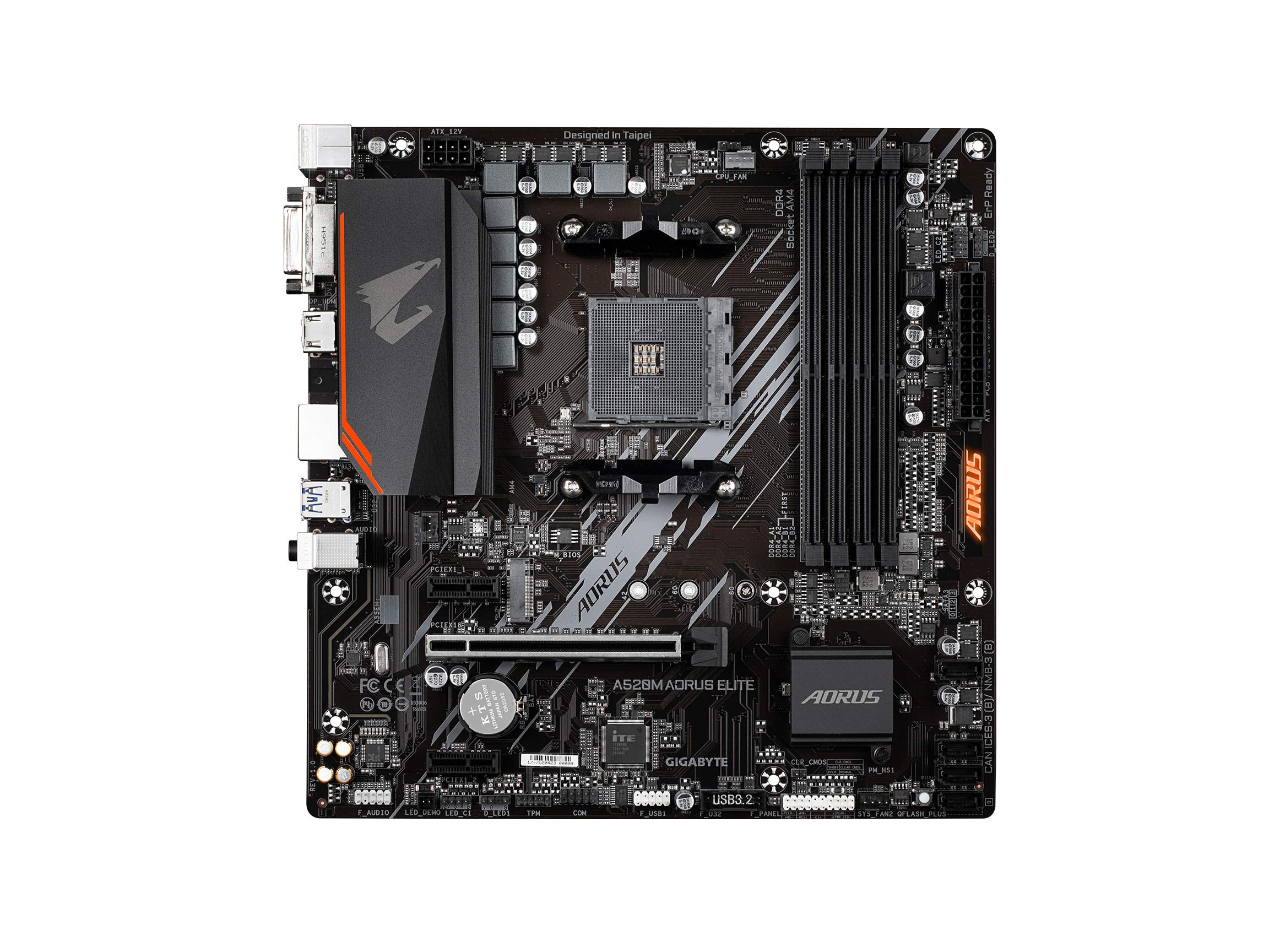 Gigabyte A520M AORUS Elite (AMD Ryzen AM4/MicroATX/5+3 Phases Digital PWM/Gaming GbE LAN/NVMe PCIe 3.0 x4 M.2/2 Display Interfaces/Q-Flash Plus/RGB Fusion 2.0/Motherboard)