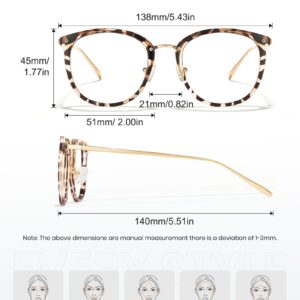 Cyxus Blue Light Blocking Leopard Fashion Lightweight Tr90 Computer Glasses For Women Anti Eye Strain And Glare Uv Blocking Filter Cute Round Metal Frames Eyewear