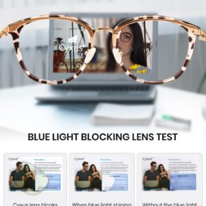 Cyxus Blue Light Blocking Leopard Fashion Lightweight Tr90 Computer Glasses For Women Anti Eye Strain And Glare Uv Blocking Filter Cute Round Metal Frames Eyewear