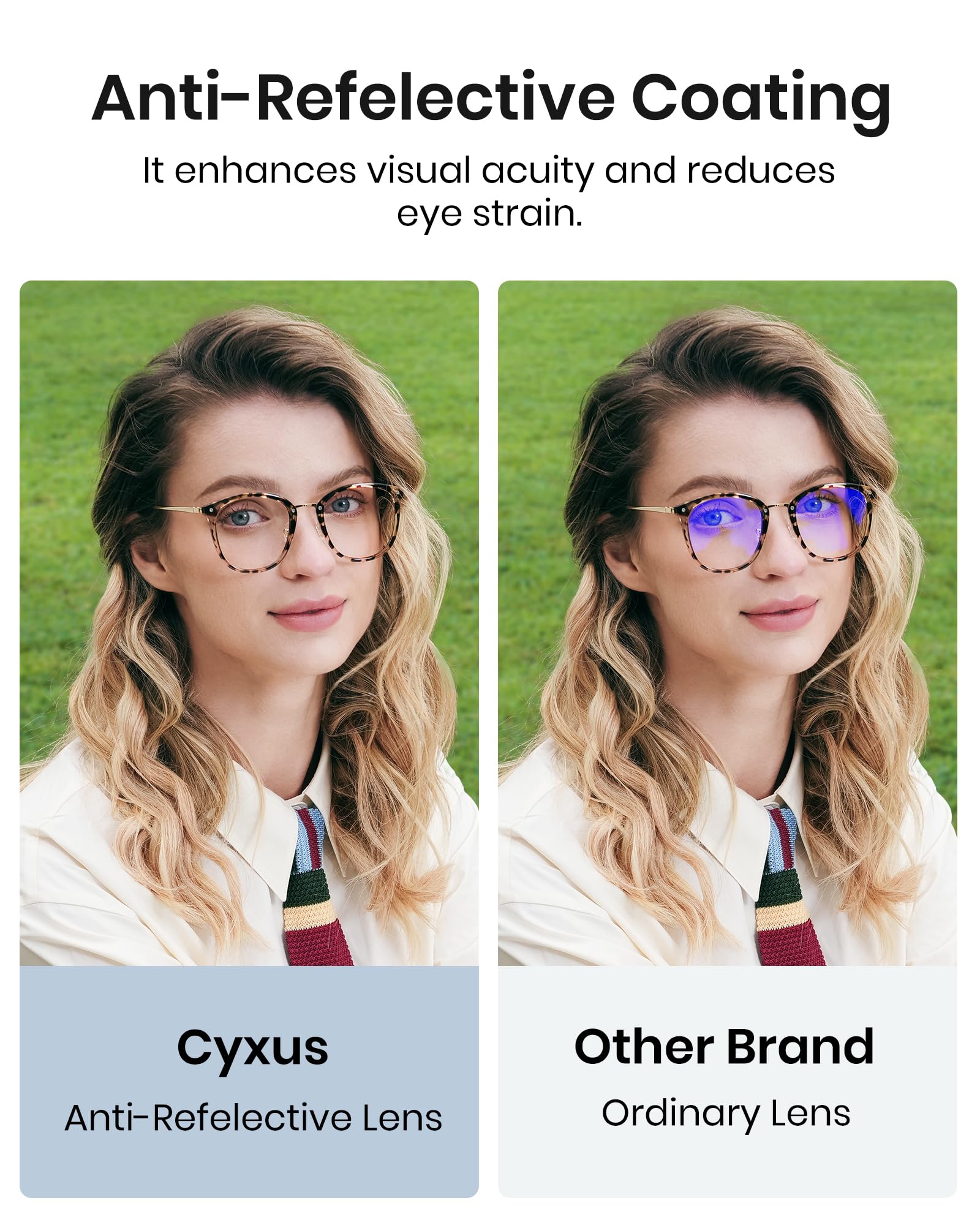 Cyxus Blue Light Blocking Leopard Fashion Lightweight Tr90 Computer Glasses For Women Anti Eye Strain And Glare Uv Blocking Filter Cute Round Metal Frames Eyewear