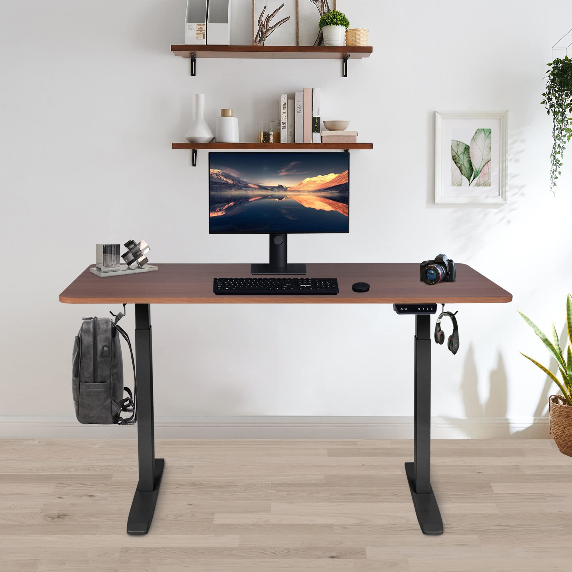 Yoogu Electric Dual Motor Sit Stand up Desk Frame Height Adjustable Standing Desk Base with USB A and C Ports- Table Legs 3 Memory Controller for Home and Office,Black