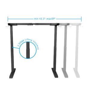 Yoogu Electric Dual Motor Sit Stand up Desk Frame Height Adjustable Standing Desk Base with USB A and C Ports- Table Legs 3 Memory Controller for Home and Office,Black