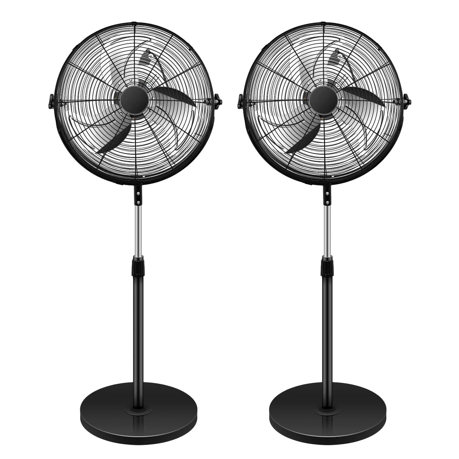 Simple Deluxe 18 Inch Pedestal Standing Fan, High Velocity, Heavy Duty Metal For Industrial, Commercial, Residential, Greenhouse Use, 2- Pack, Black