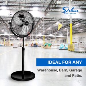 Simple Deluxe 18 Inch Pedestal Standing Fan, High Velocity, Heavy Duty Metal For Industrial, Commercial, Residential, Greenhouse Use, 2- Pack, Black