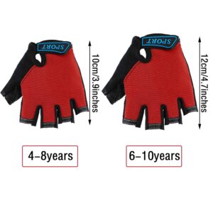 3 Pairs Kids Bike Gloves Half Finger Gloves MTB Road Sport Gloves Anti-Slip Gel Gloves for Children Cycling Biking Breathable Gloves (,Black, Army Green, Red?4-8 Years)