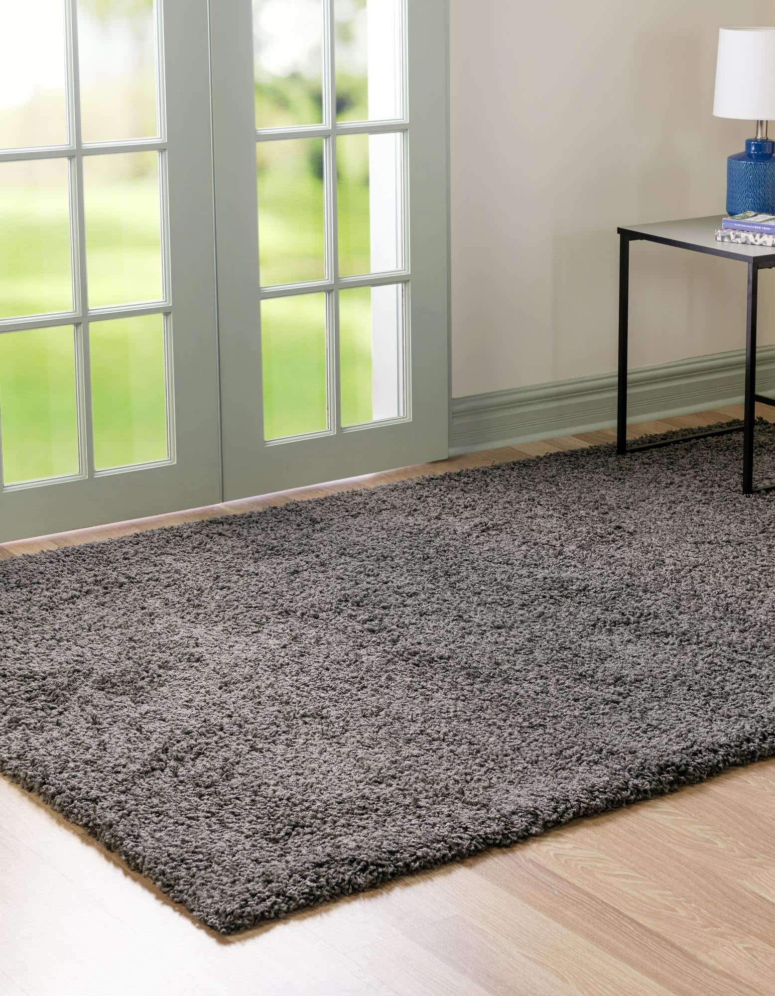 Unique Loom Solid Shag Collection Area Rug (10' x 13' 11" Rectangle, Graphite Gray)