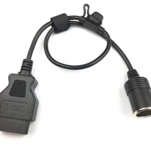 OBD2 to Cigarette Lighter Female Connecter Vechile Car Constant Power Cable 16AWG Safely with 15A Fuse