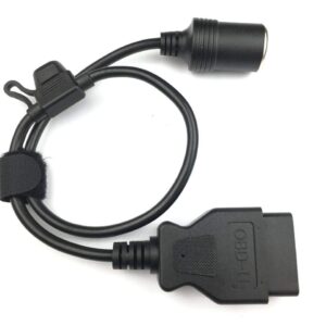 OBD2 to Cigarette Lighter Female Connecter Vechile Car Constant Power Cable 16AWG Safely with 15A Fuse