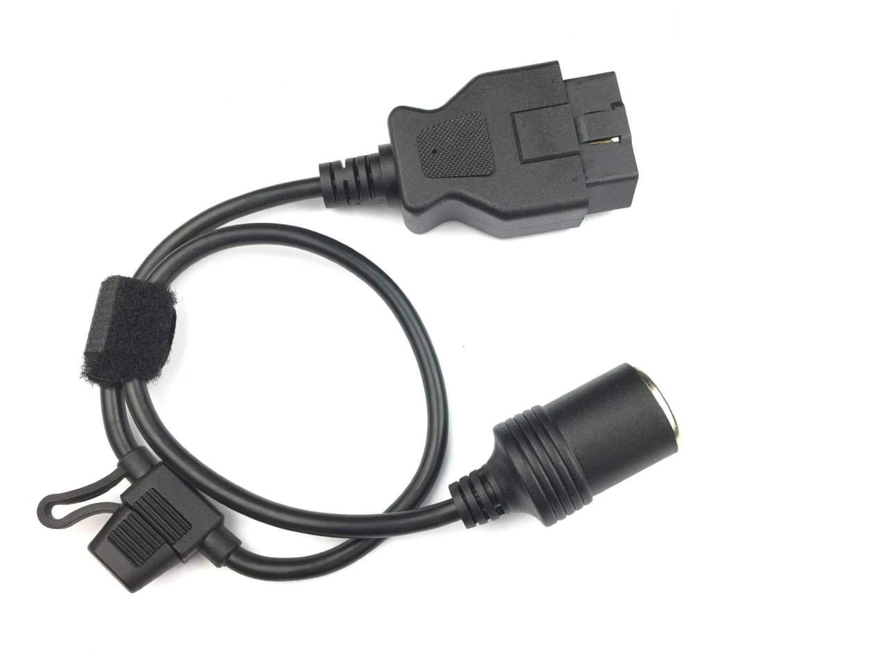 OBD2 to Cigarette Lighter Female Connecter Vechile Car Constant Power Cable 16AWG Safely with 15A Fuse