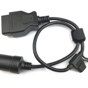 OBD2 to Cigarette Lighter Female Connecter Vechile Car Constant Power Cable 16AWG Safely with 15A Fuse