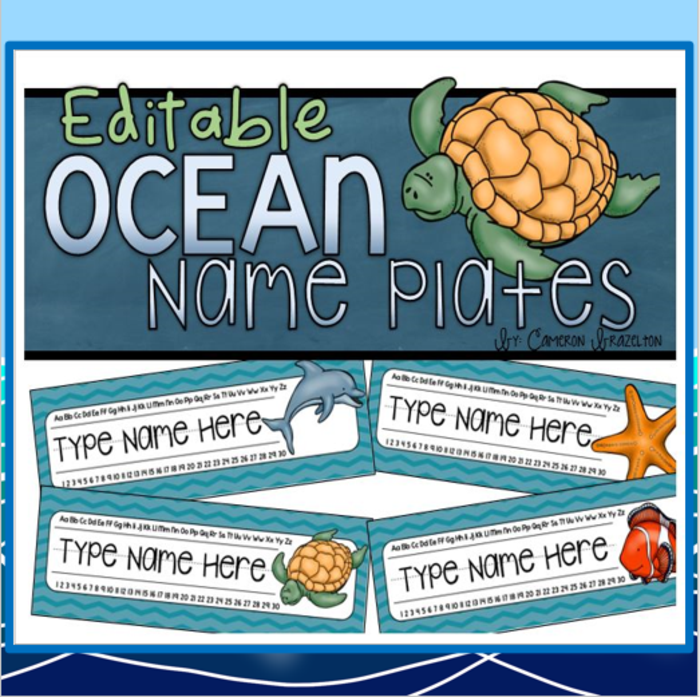 Student Name Tags Ocean Underwater Theme