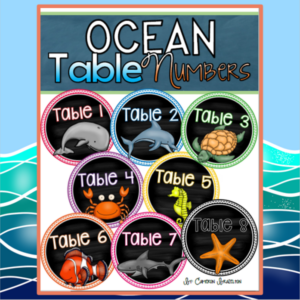 table numbers signs ocean underwater theme